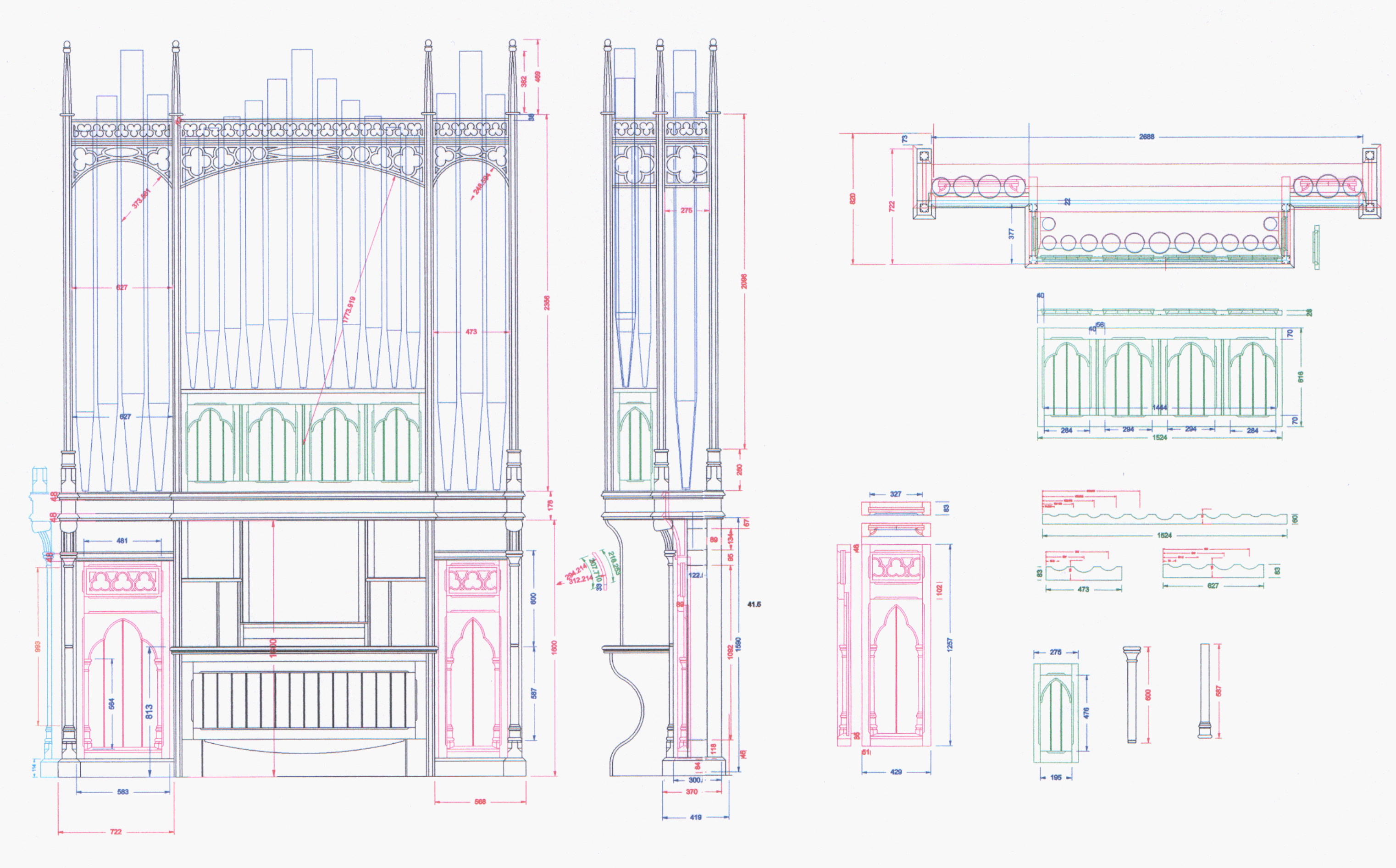 Organ Case. Cabinet work by Robert Armitage